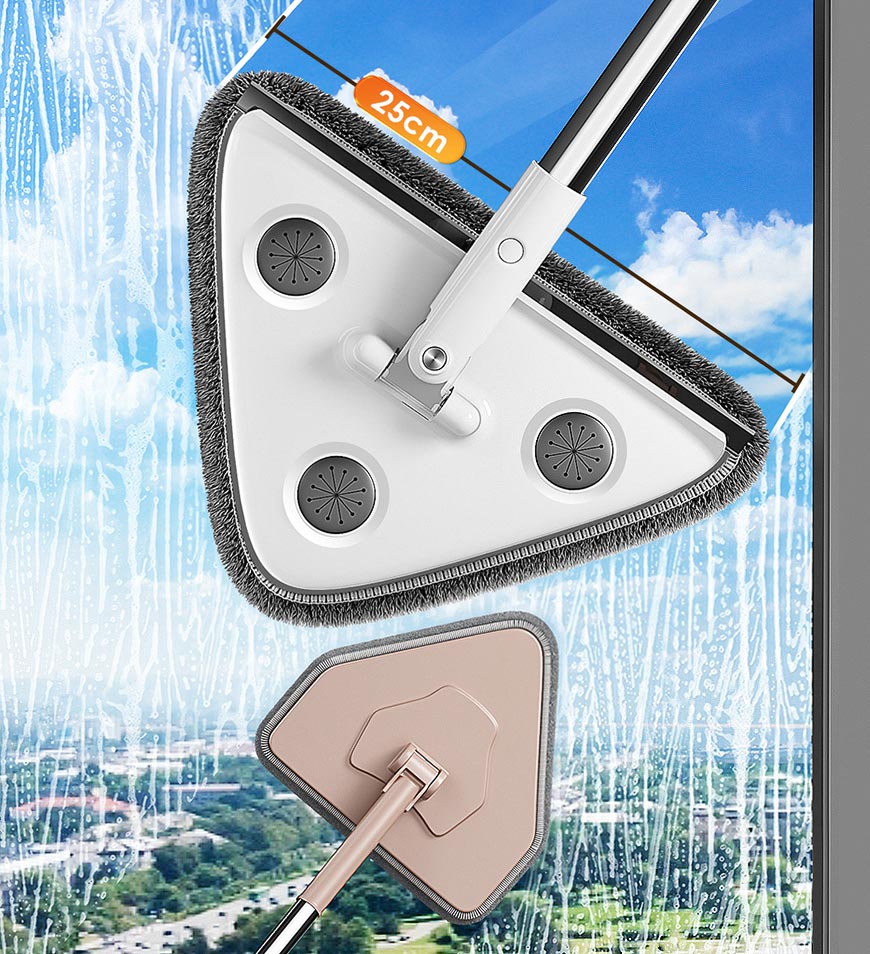 Joybos® 65 Inches Rotating Triangle Wall Mop Cleaner With Window Squee