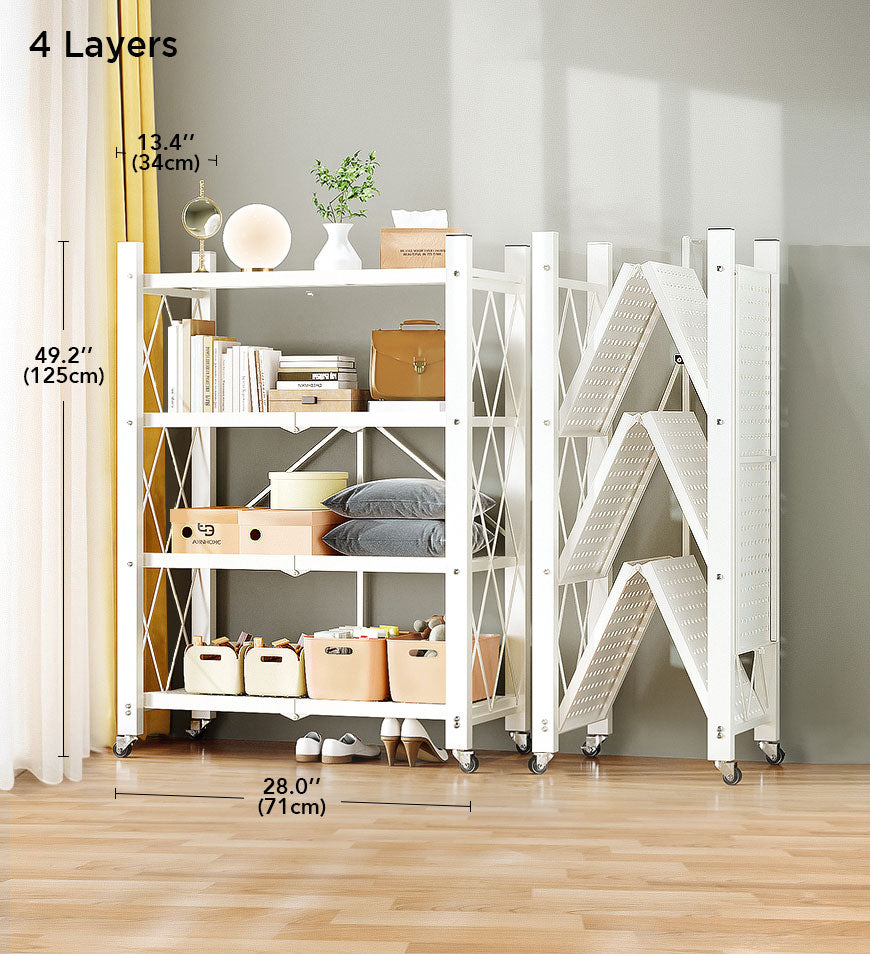 Joybos® Foldable Storage Shelving Units Metal on Wheels Casters