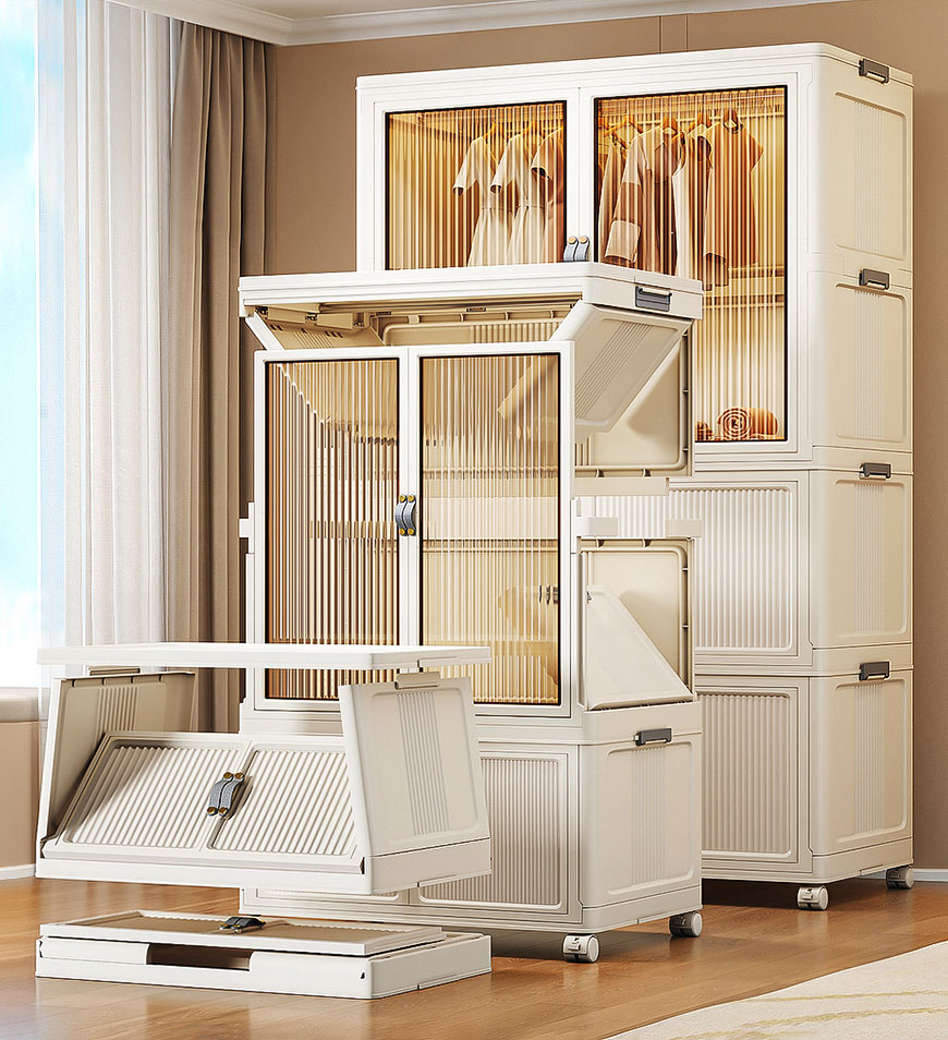 Joybos® Large Stackable Wardrobe Closet Organizers With Lids And Wheel