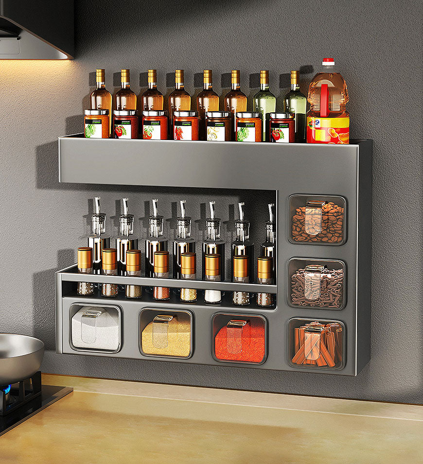 Joybos® Kitchen Multifunctional Wall-Mounted Metal Spice Rack With 6 S