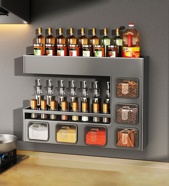 Joybos® Kitchen Multifunctional Wall-Mounted Metal Spice Rack With 6 S