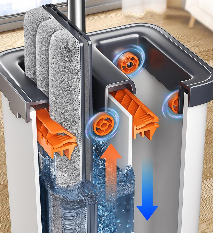 Joybos® Hands Free Flat Mop And Bucket Set With Wringer System Z87