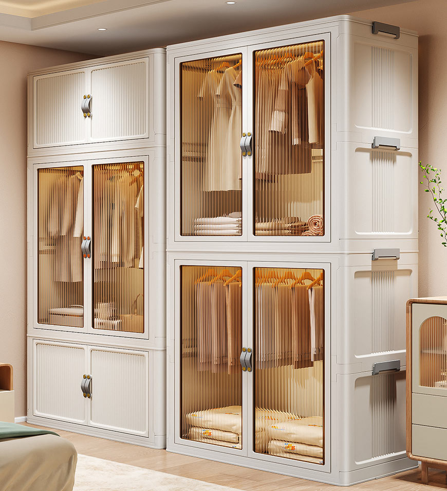 Joybos® Large Stackable Wardrobe Closet Organizers With Lids And Wheel