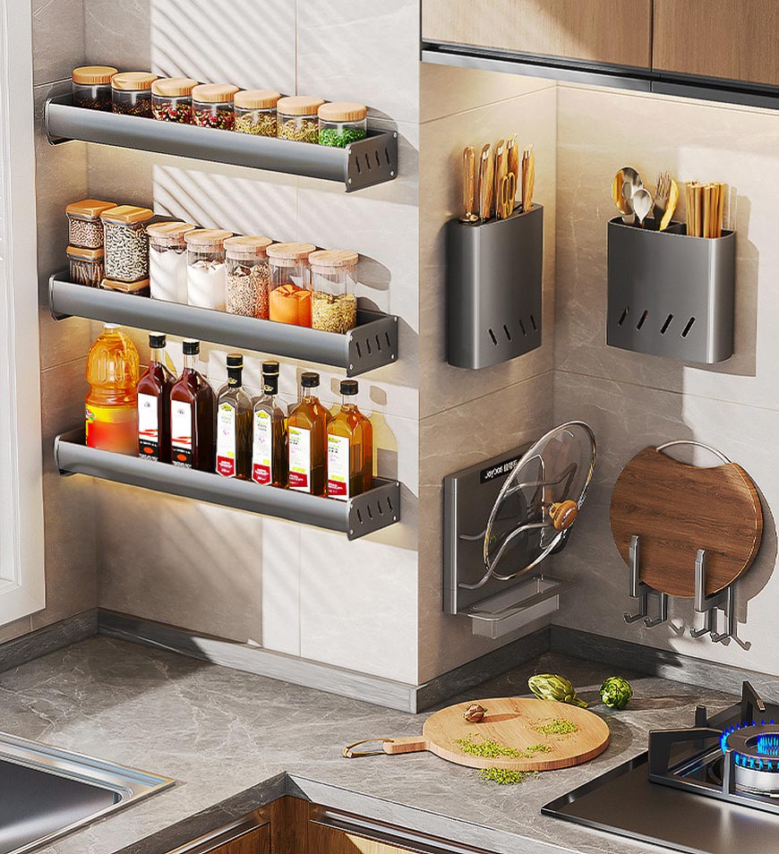 Joybos® Adjustable Kitchen Storage Rack Without Punching for Home F200