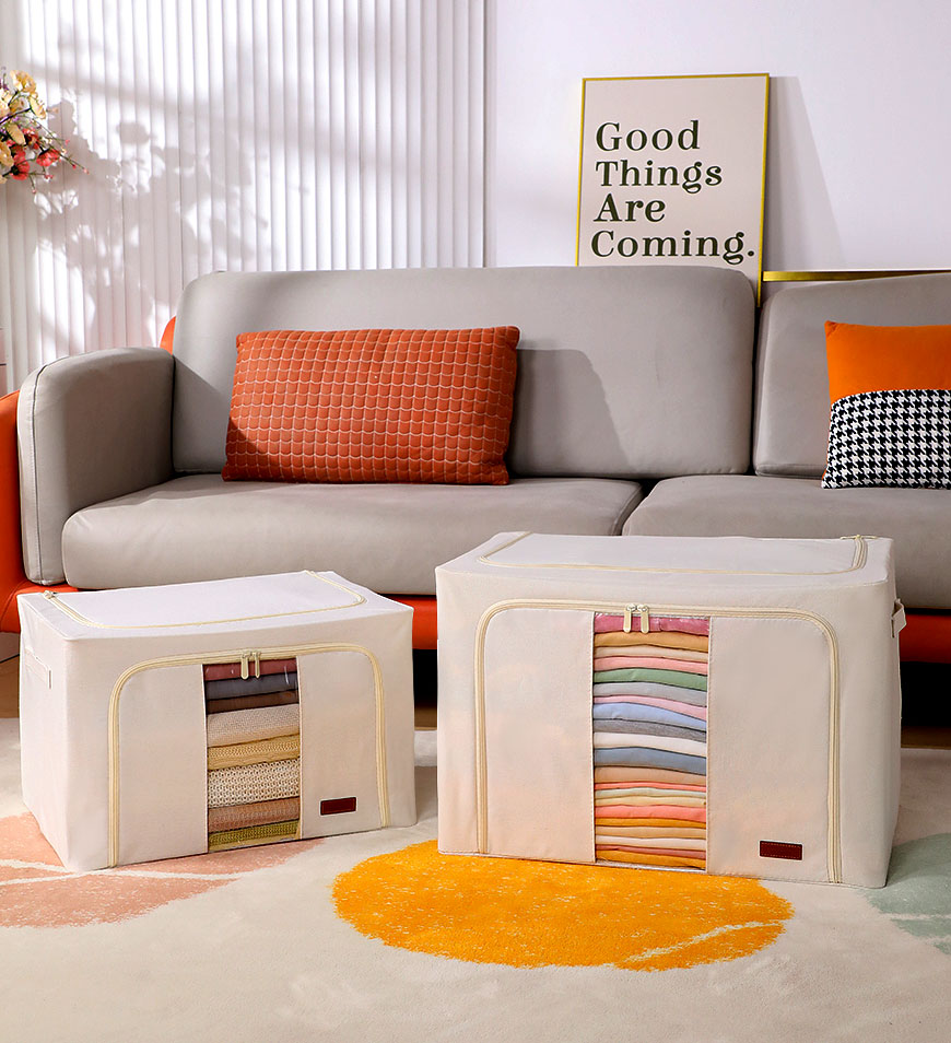 Joybos®Steel Frame Storage Bins with Reinforced Handle and Clear Windo