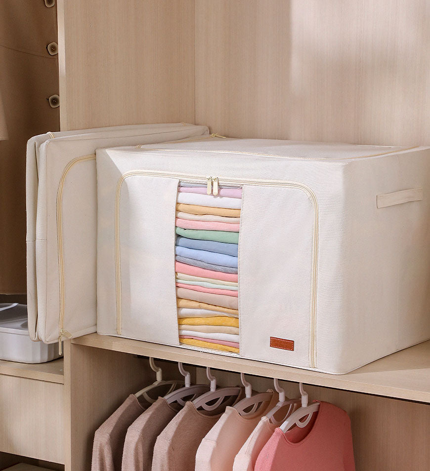 Joybos®Steel Frame Storage Bins with Reinforced Handle and Clear Windo